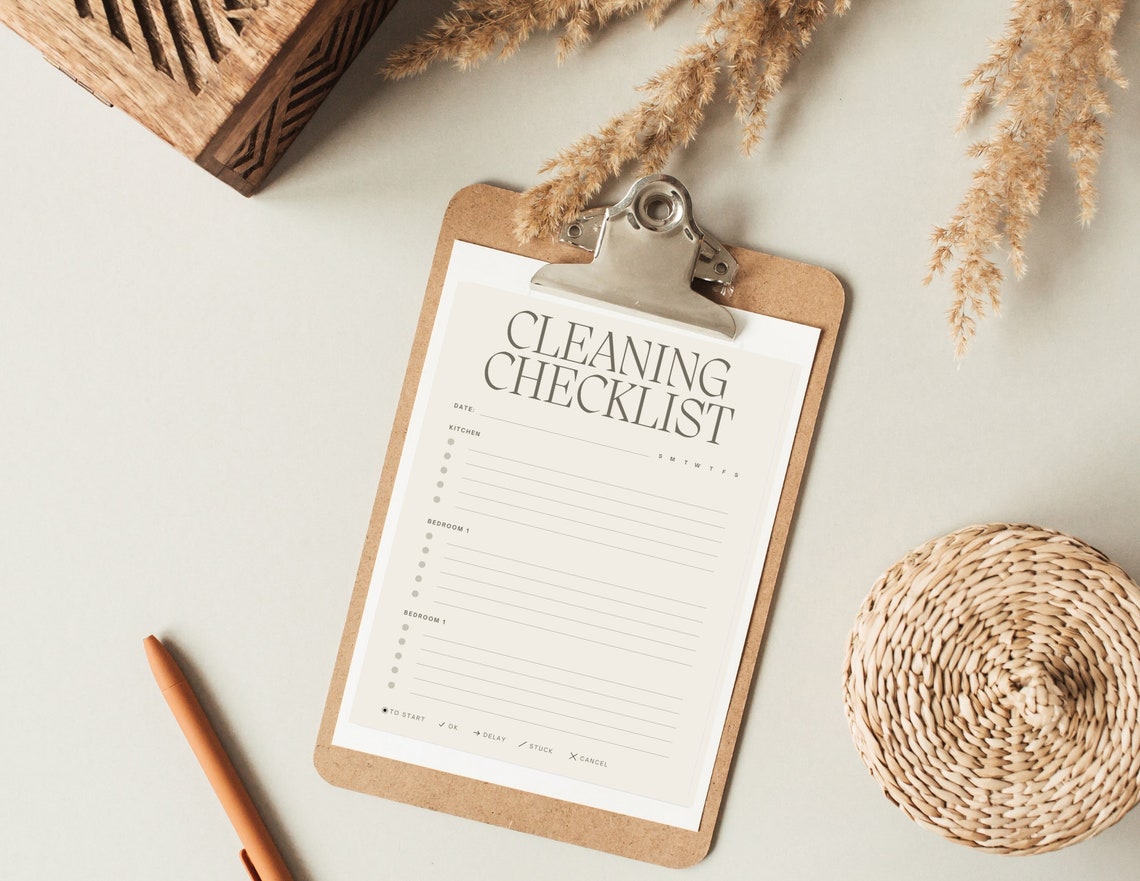 Minimal Printable Cleaning Check List | Blank Cleaning Check List - Etsy