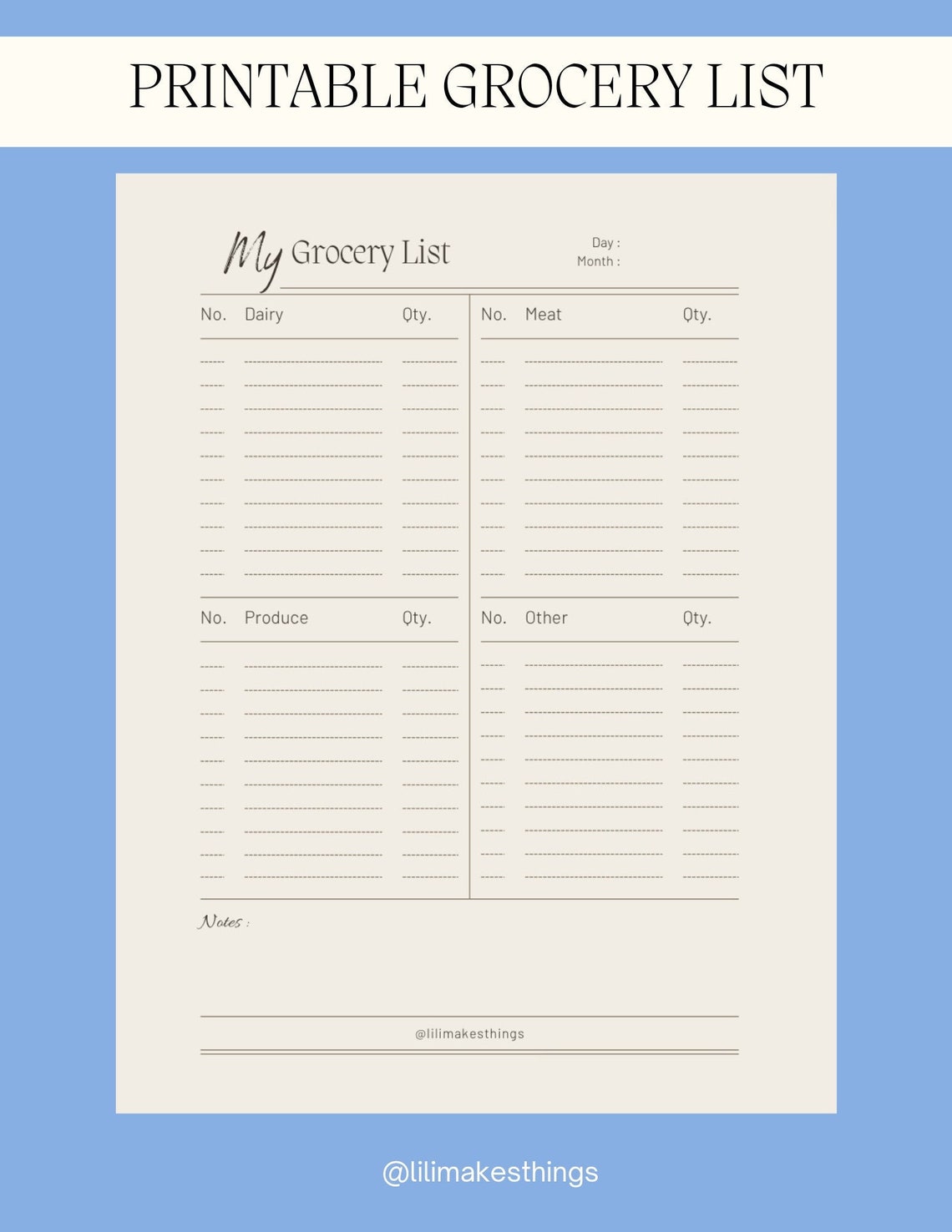 Printable Minimal Grocery Shopping List | Grocery List - Etsy