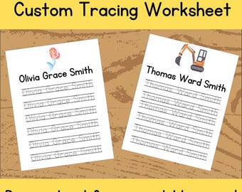 Custom Name Tracing Worksheet - Etsy