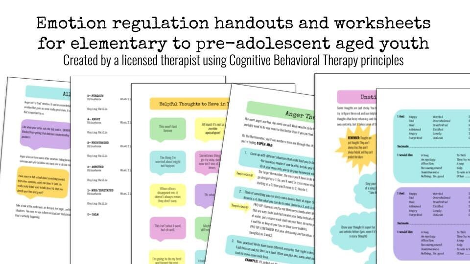 Emotion Regulation Handouts and Worksheets for Kids and Pre-teens - Etsy