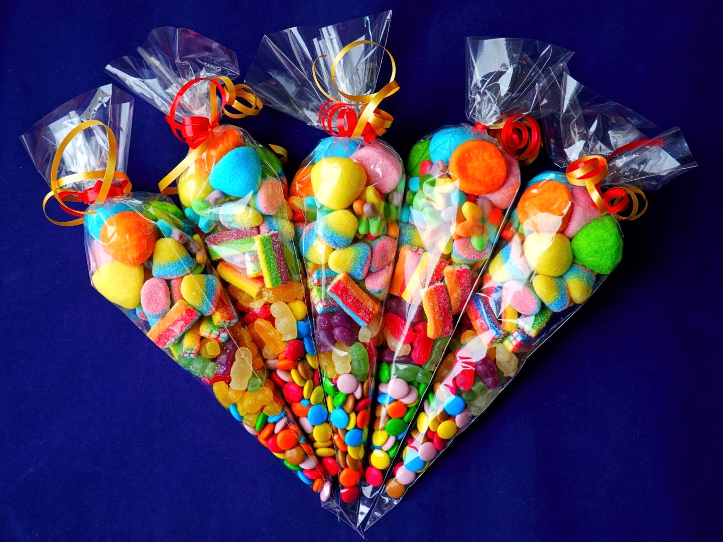 Personalised Rainbow Sweet Cones: Party Sweet Bags - Colourful and ...