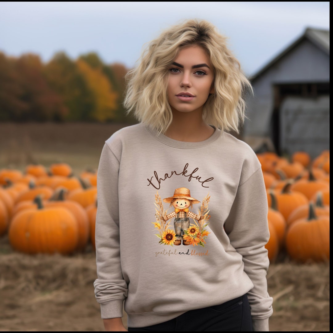 Thankful Grateful and Blessed Shirt, Thanksgiving Sweater, Cute Fall ...