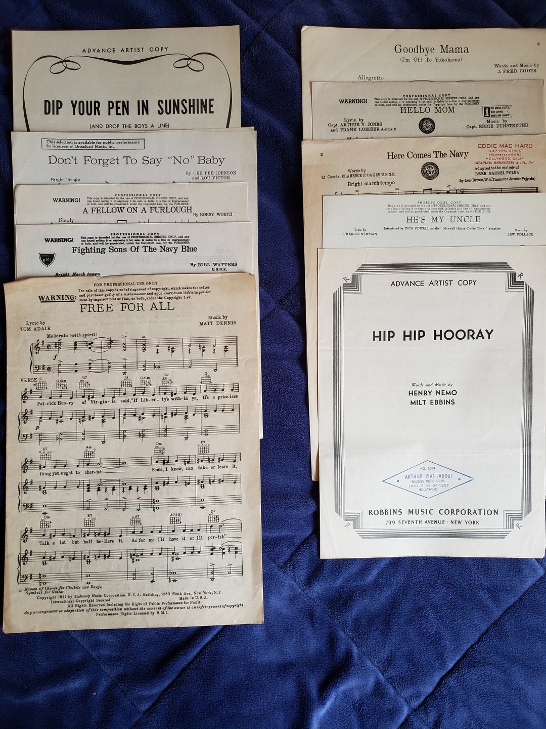 Sheet Music for World War II Songs Part 2 - Etsy