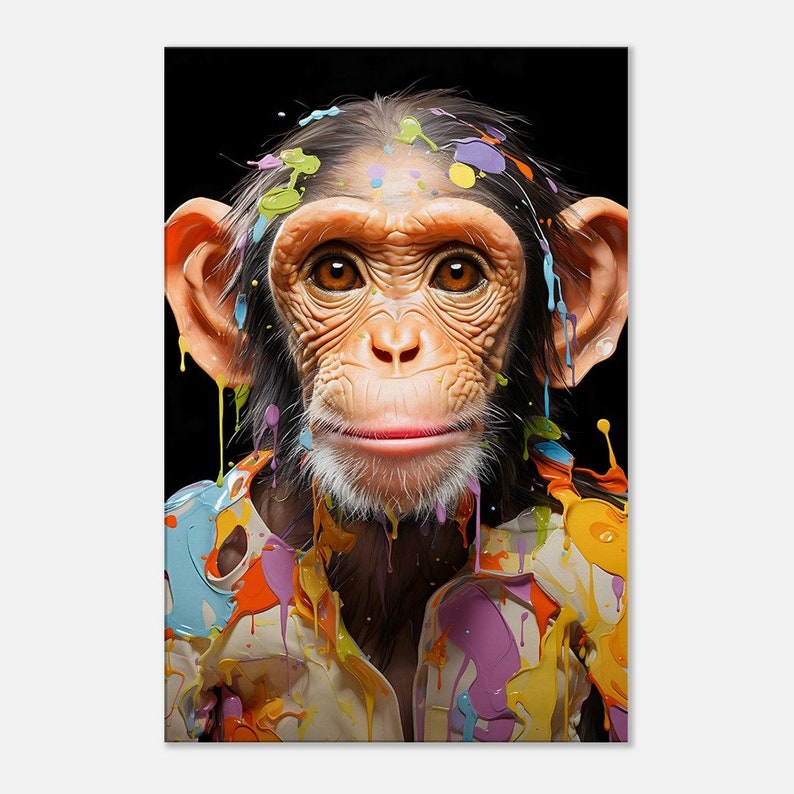 Abstract Monkey Wall Art Colorful Monkey Portrait Whimsical Animal ...