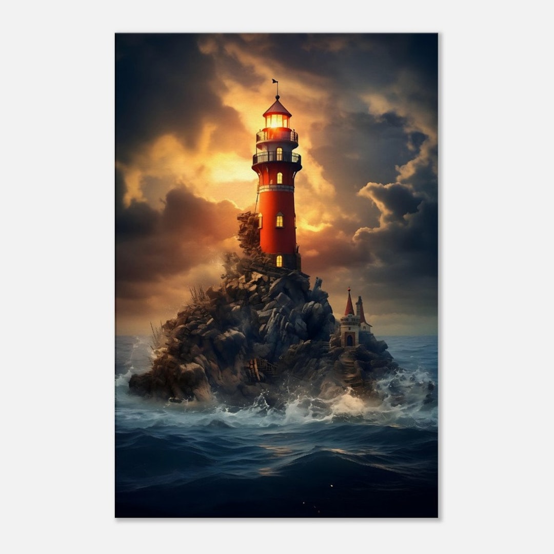 Lighthouse Wall Art Backlit Lighthouse Painting Colorful - Etsy