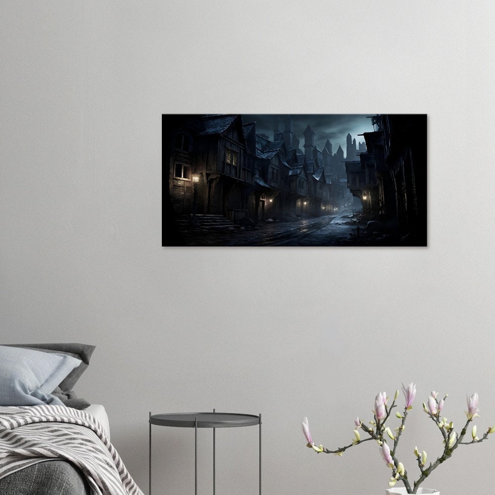 Dark Street Art Gothic Architecture Home Decor Moonlight - Etsy
