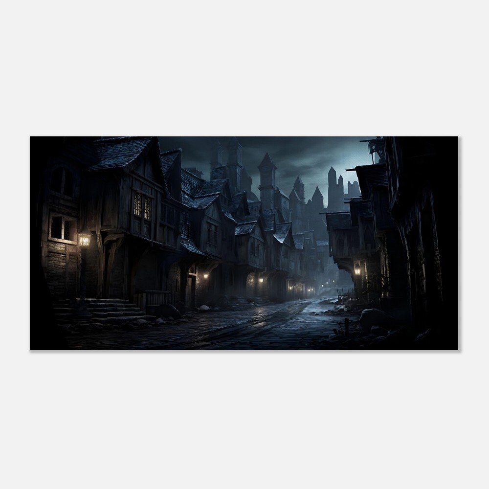 Dark Street Art Gothic Architecture Home Decor Moonlight - Etsy