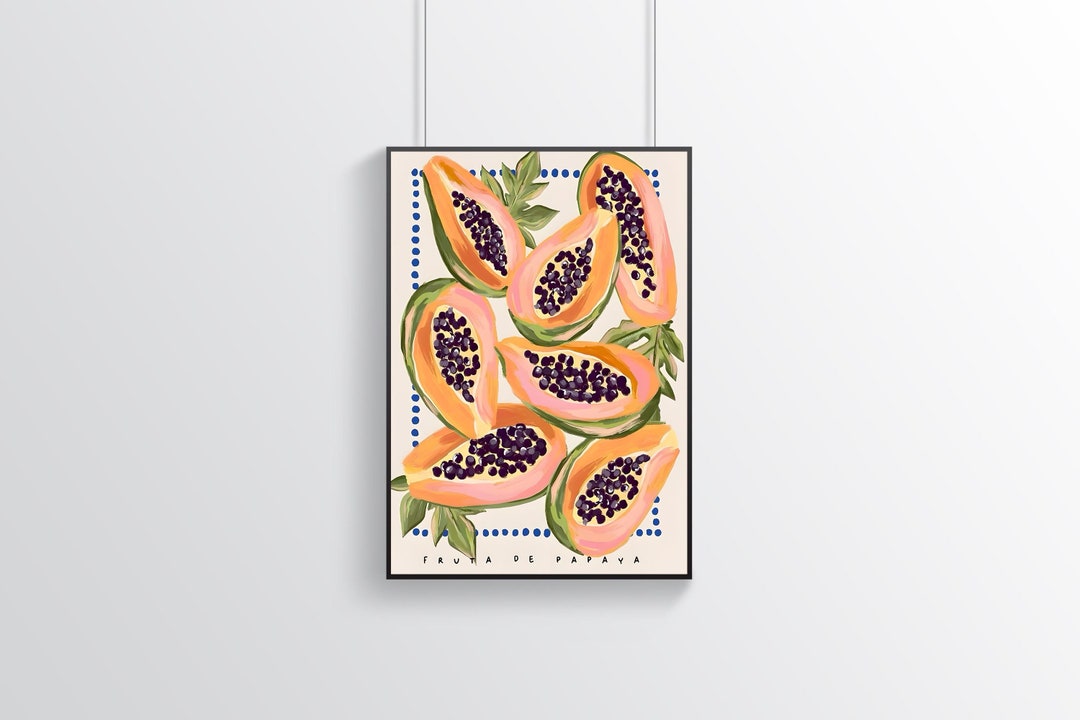 Papaya Fruit Poster Digital Poster Vintage Poster Home Decor Wall Decor ...
