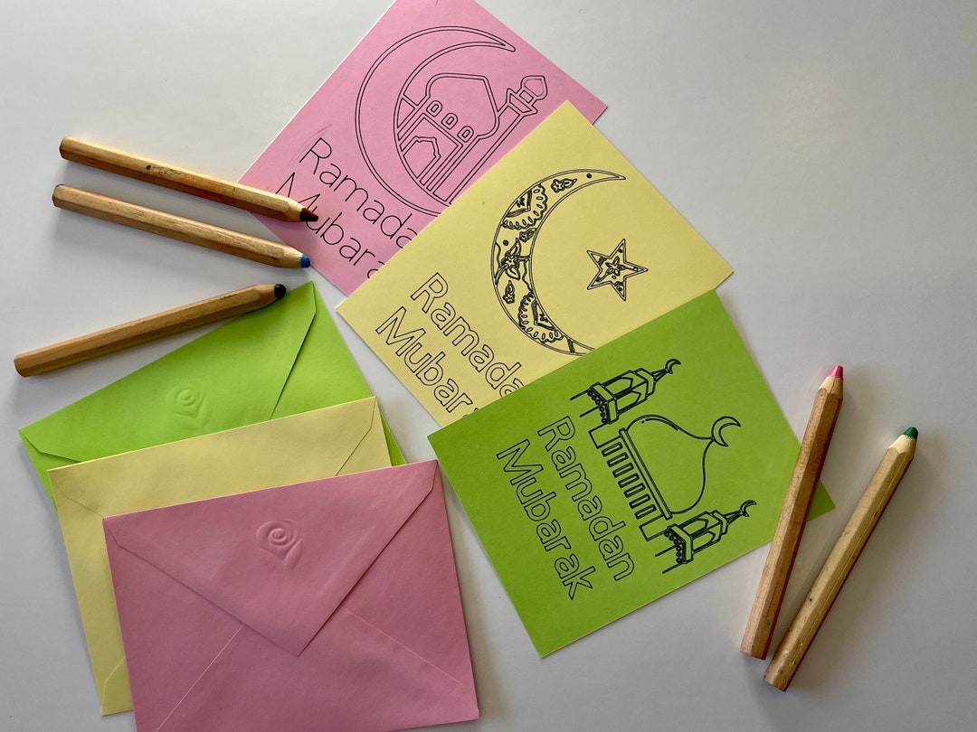 Ramadan Mubarak Colouring Cards - Etsy