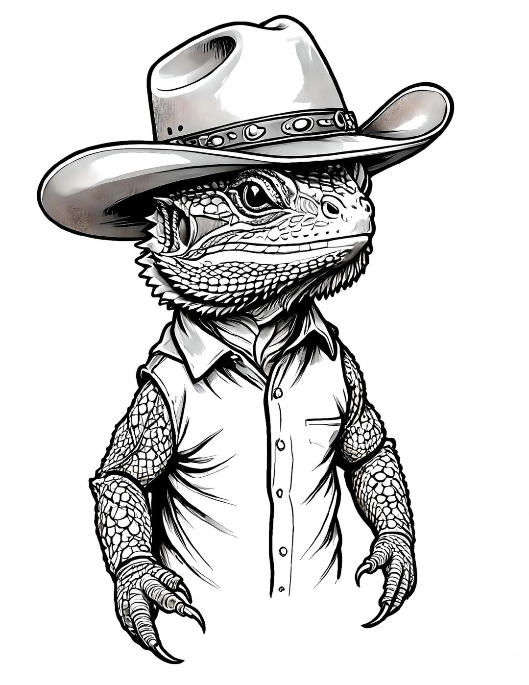 Bearded Dragon Cowboy Digital Print - Etsy