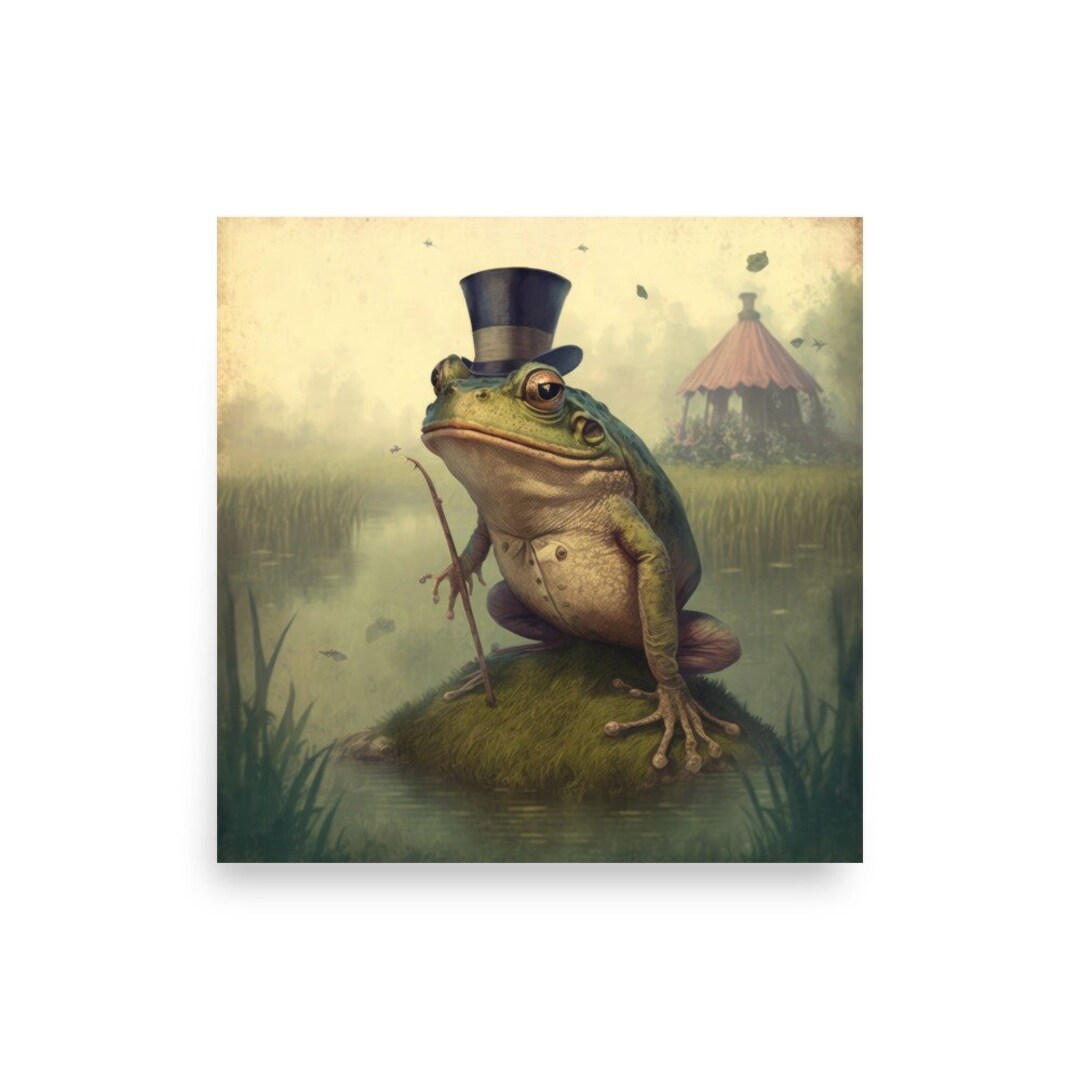Toad in a Tophat, Vintage Style Animal Wall Art, Art Deco, Colorful ...