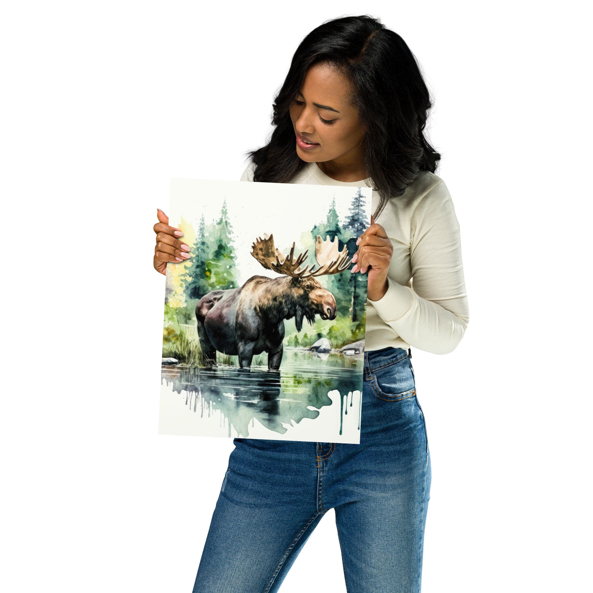 Moose in the Lake, Moose Poster, Alaska Wall Art, Moose Wall Art, Moose ...