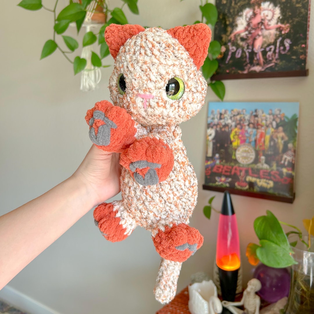 Handmade Tabby Cat Plushie: Tofu the Snuggler, Glitter Safety Eyes - Etsy