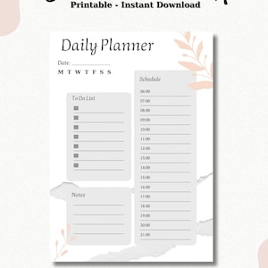 Daily Planner Printable Daily Task Planner Daily Schedule - Etsy