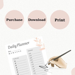 Daily Planner Printable Daily Task Planner Daily Schedule - Etsy