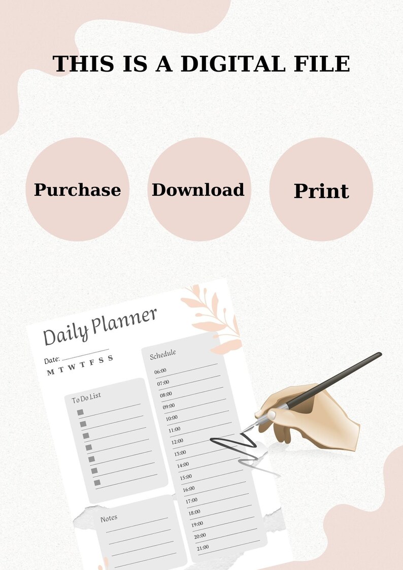 Daily Planner Printable Daily Task Planner Daily Schedule - Etsy