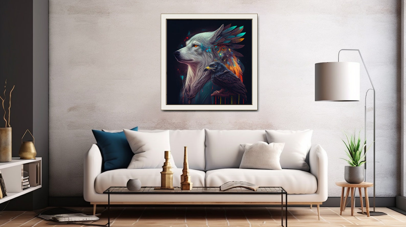 Shaman White Wolf Shamanic Art Nagual Spirit White Wolf - Etsy