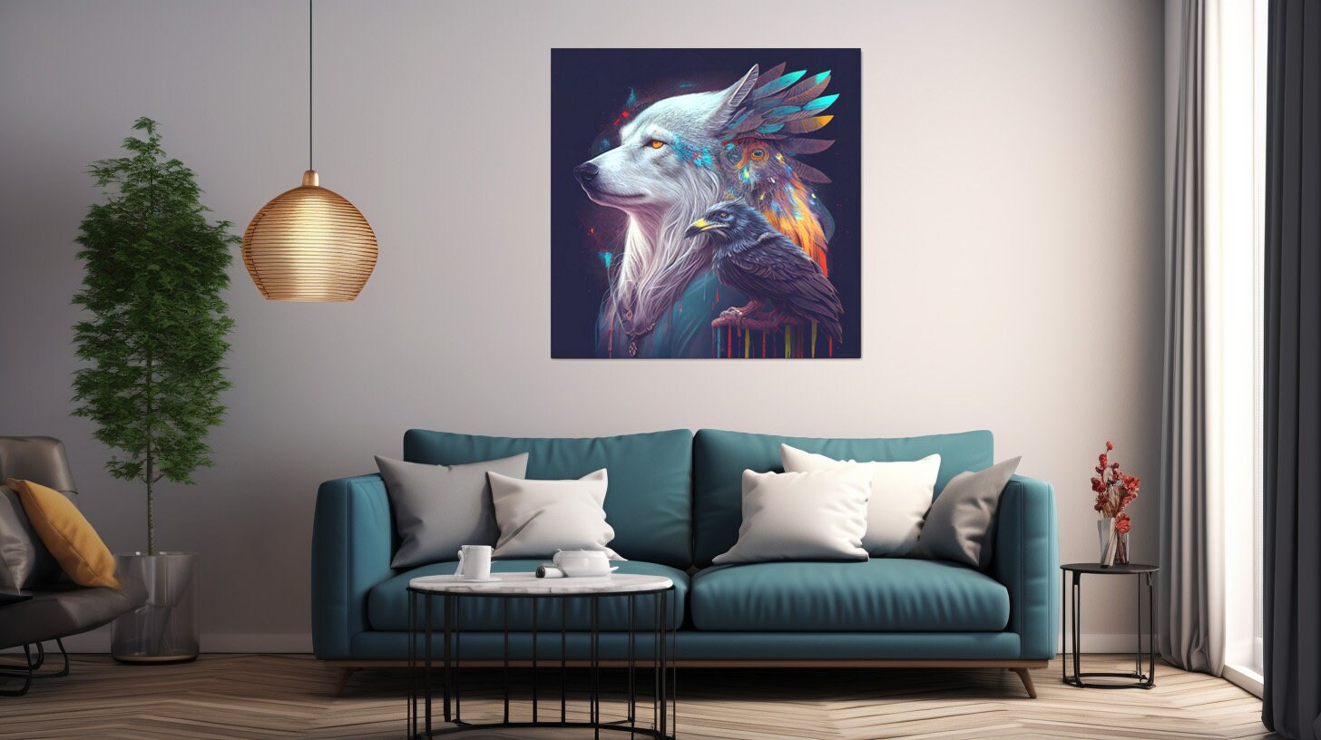 Shaman White Wolf Shamanic Art Nagual Spirit White Wolf - Etsy