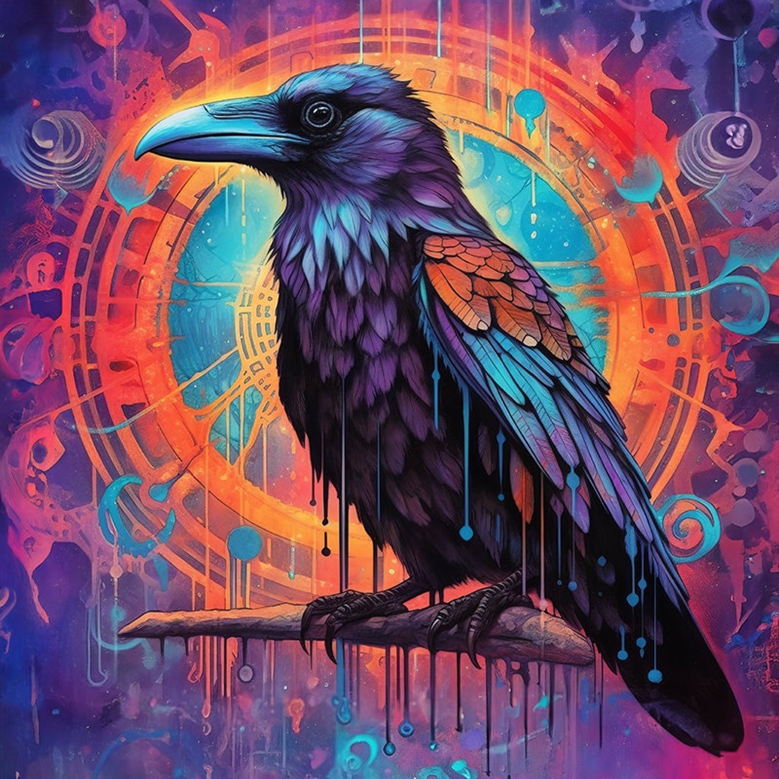 Crow Shamanic Psychedelic Art - Etsy