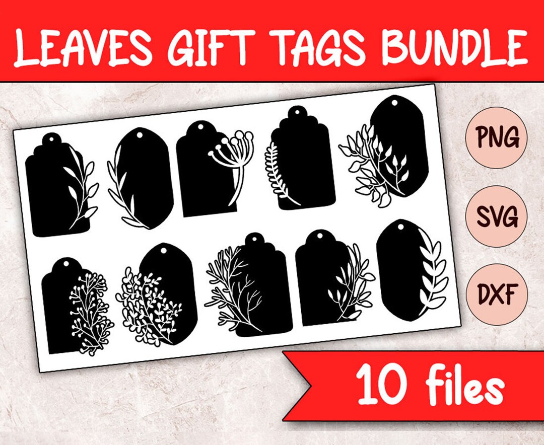 Gift Tag Template, Leaves Gift Tag Svg, Gift Tag Printable Png, Dxf - Etsy