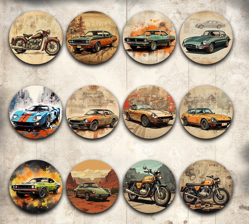 Car Coaster Png Bundle Sublimation Design Download, Retro Car Png ...
