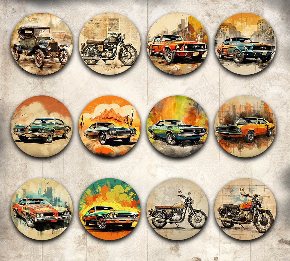 Car Coaster Png Bundle Sublimation Design Download, Retro Car Png ...