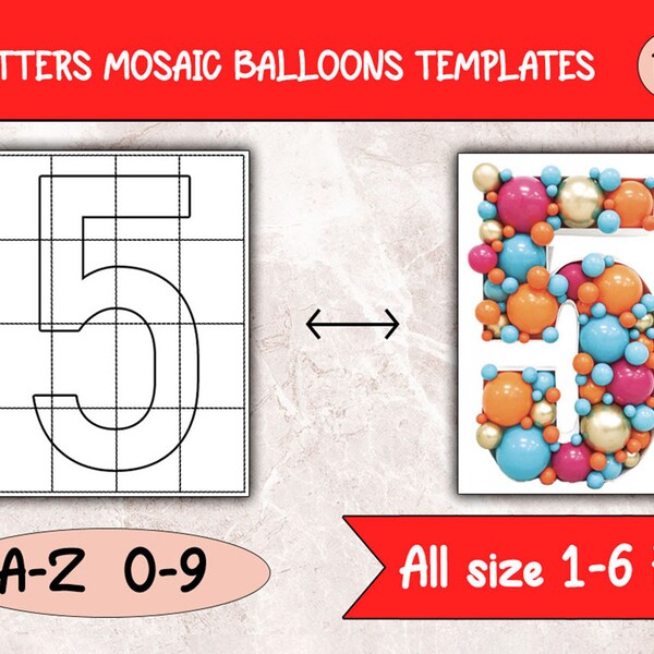 Mosaic Numbers Template - Etsy