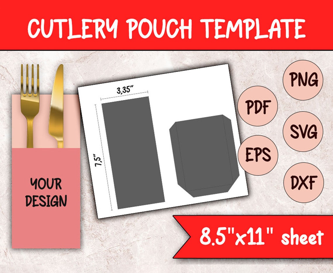 Cutlery Pouch Template, Cutlery Paper Holder Template, Sublimation ...