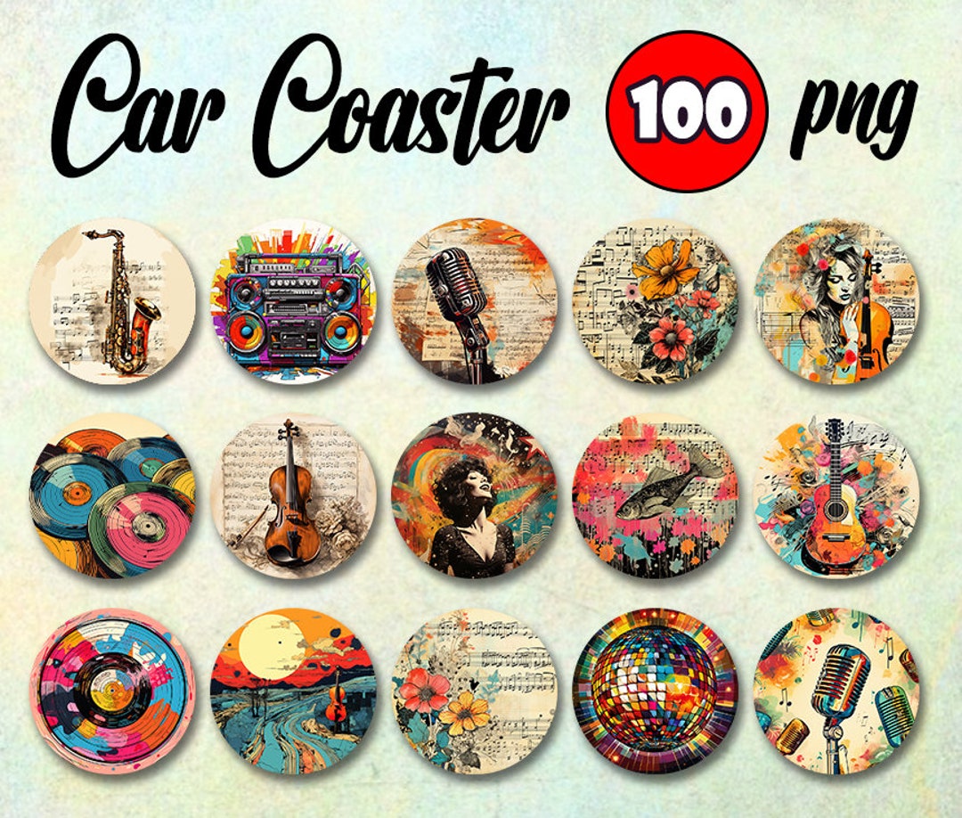 Retro Car Coaster Png, Car Coaster Sublimation Design Design, Music ...