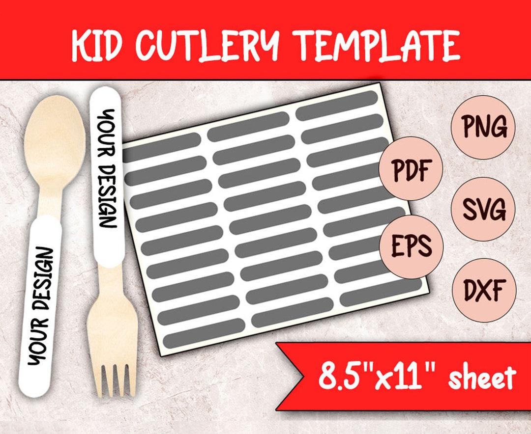 Kid Cutlery Template, Kid Cutlery Sublimation Template Svg, Dxf, Png ...