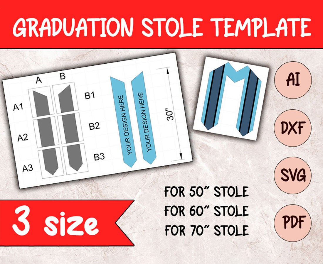Graduation Stole Template, Stole Template Svg, Canva, Dxf - Etsy