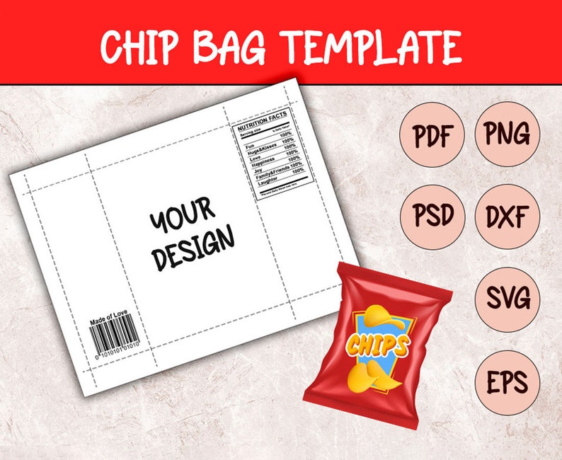 Chip Bag Template, Blank Chip Bag Sublimation Template, Instant ...