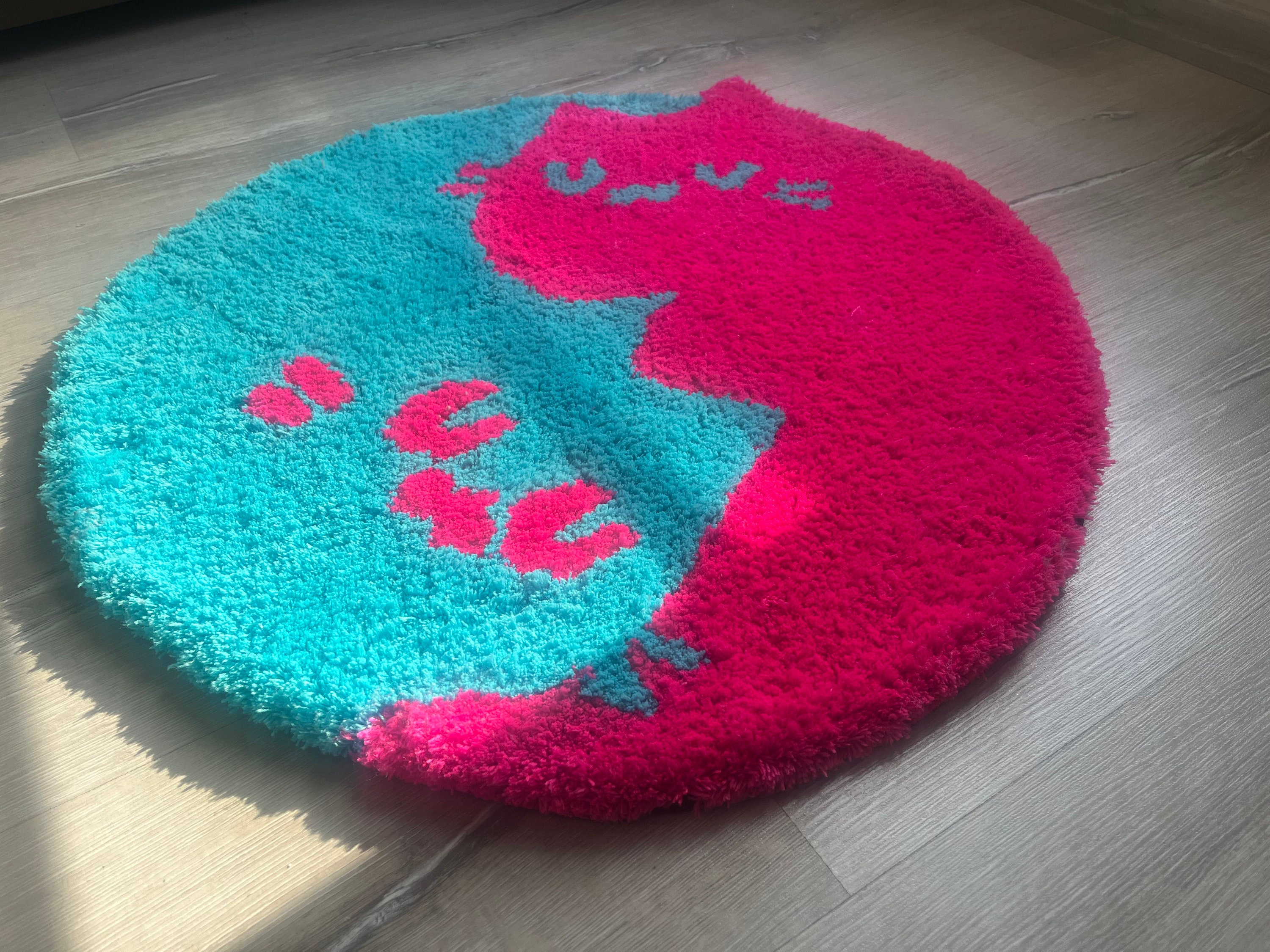 Cat Sleeping Circle Cute Tufted Rug Cat Bed Carpet Rug 100% Cotton ...