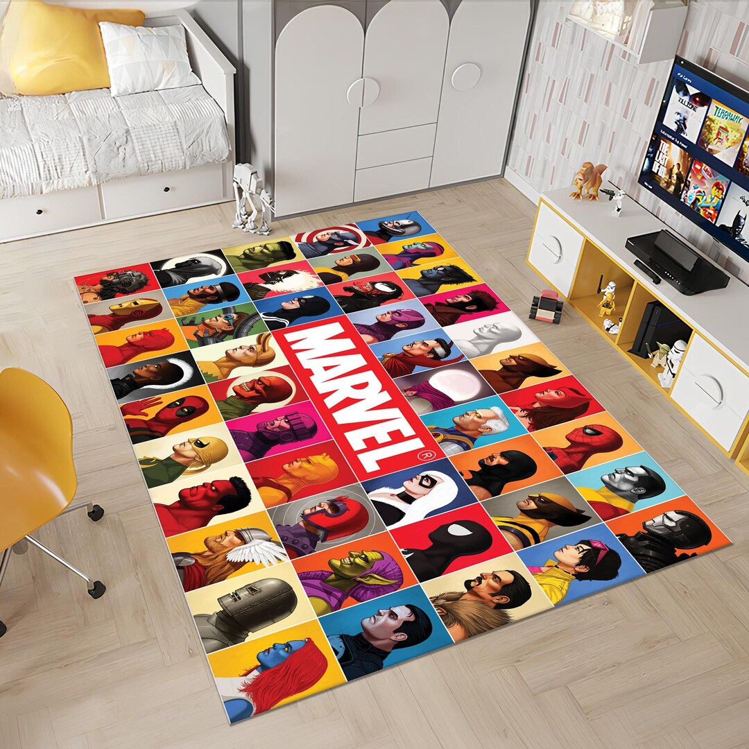 Marvel Characters Rug, Marvel,movie Rug,fantastic Rug,movie Decor ...