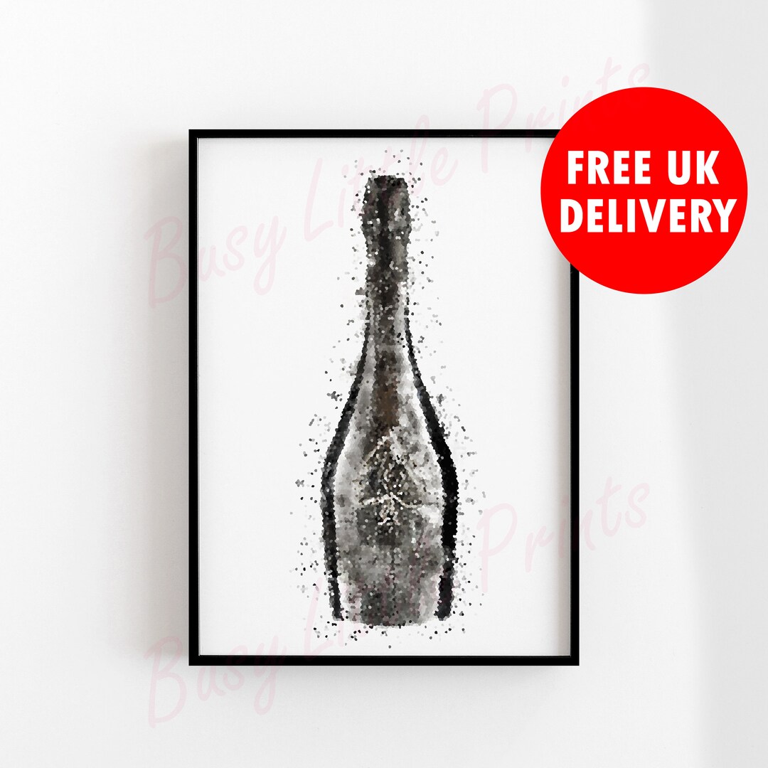ACE Champagne Bottle Print: Splatter Style Bar Decor - Etsy UK