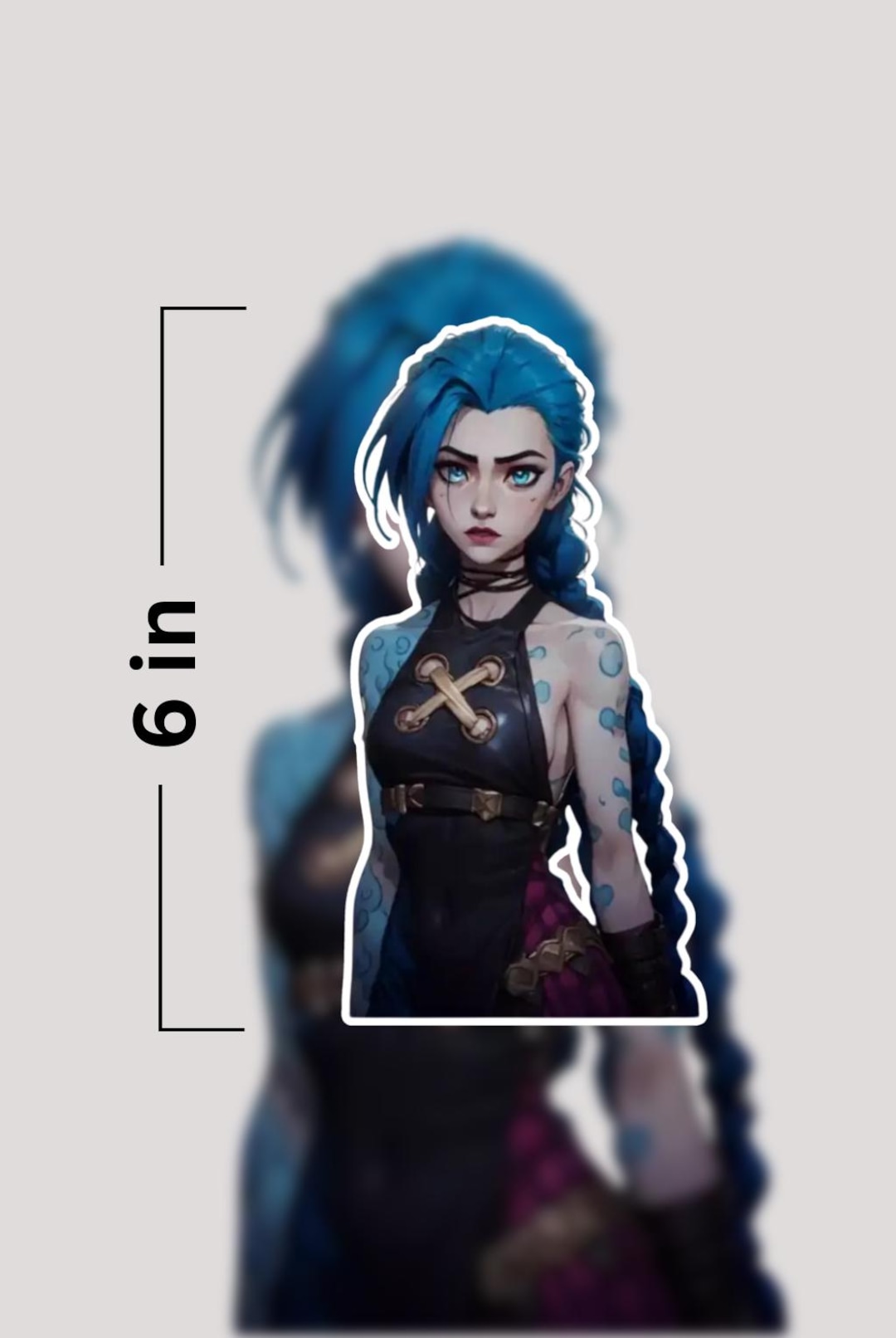 Jinx League of Legends Arcane Waifu Weatherproof Anime Sticker 6 Car ...