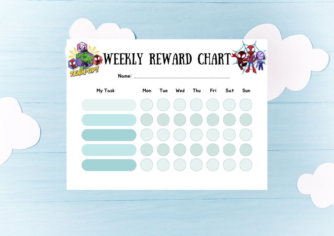 Spidey and Friends Reward Chart Digital Print Motivational - Etsy New ...