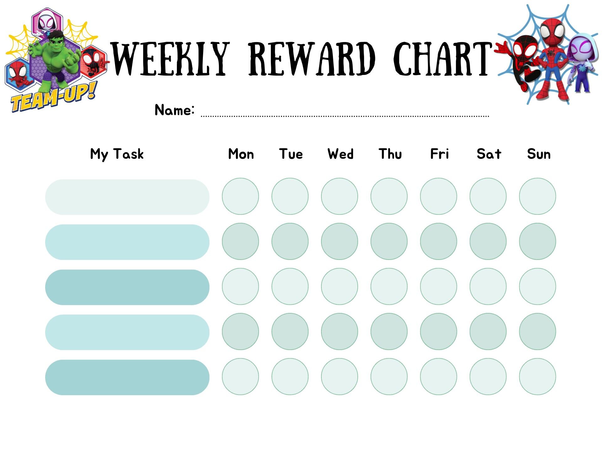 Spidey and Friends Reward Chart Digital Print Motivational - Etsy Australia