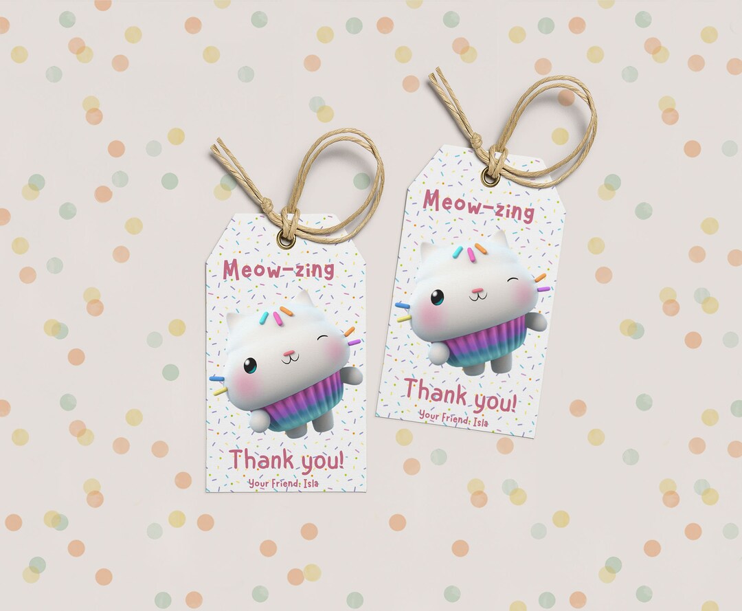 Gabby's Dollhouse Thank You Tags Canva Template Gabby's Dollhouse Theme ...