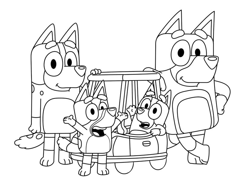 Bluey Birthday Coloring Pages Canva Template Kids Party Favours ...