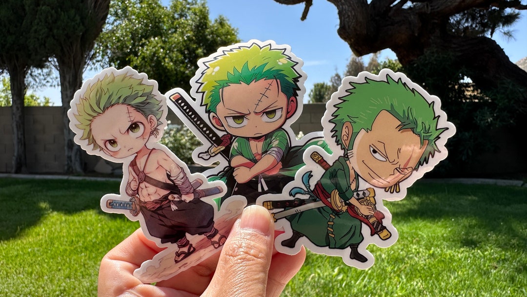 Roronoa Zoro Anime Art- One Piece Sticker Glossy/holographic Water ...
