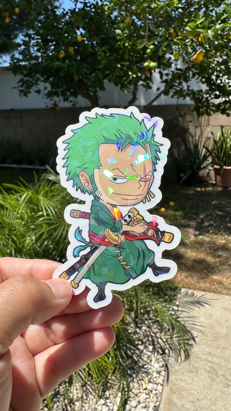 Roronoa Zoro Anime Art One Piece Sticker Glossy/holographic Water ...