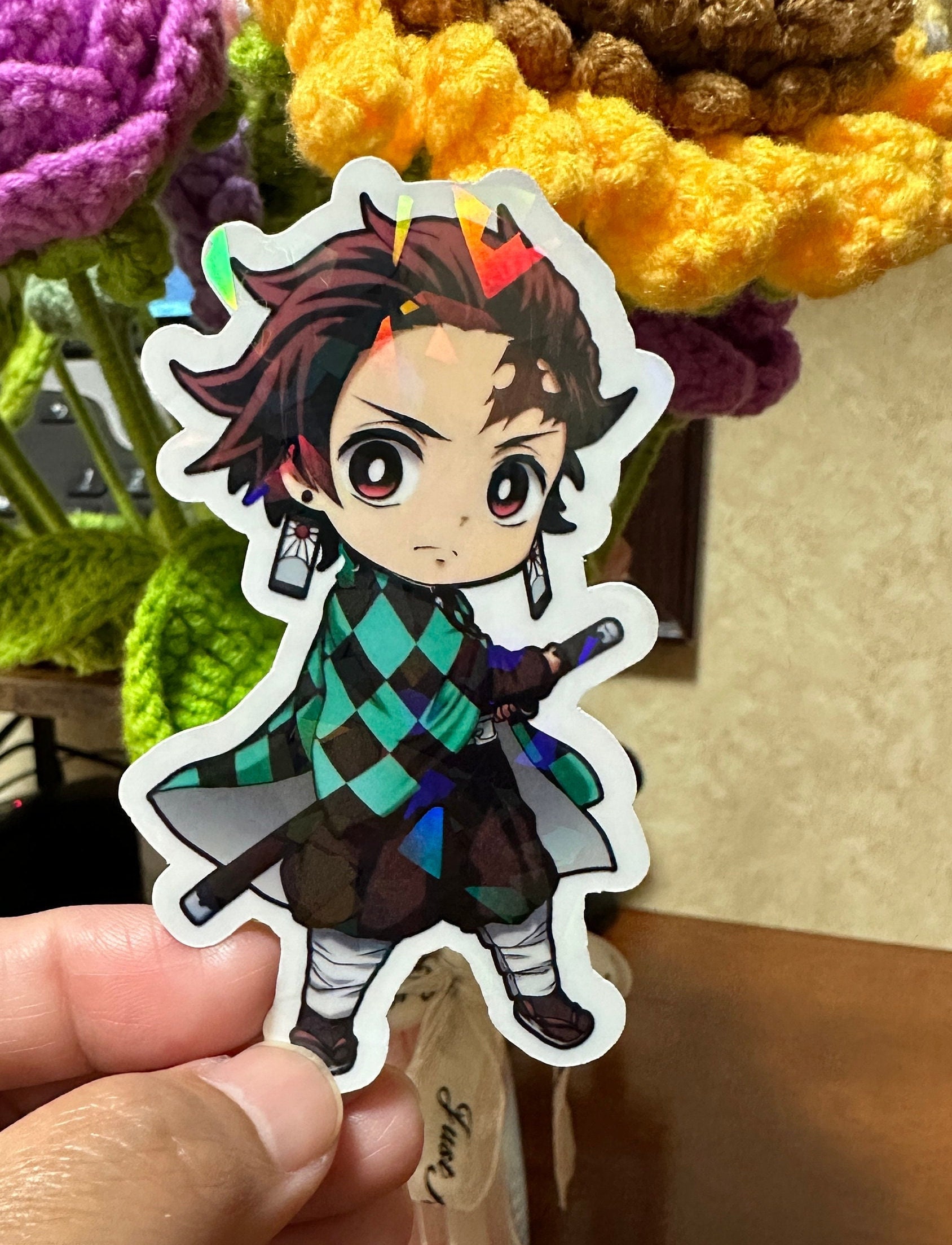 Tanjiro Anime Art-demon Slayer Sticker Glossy/holographic Water ...