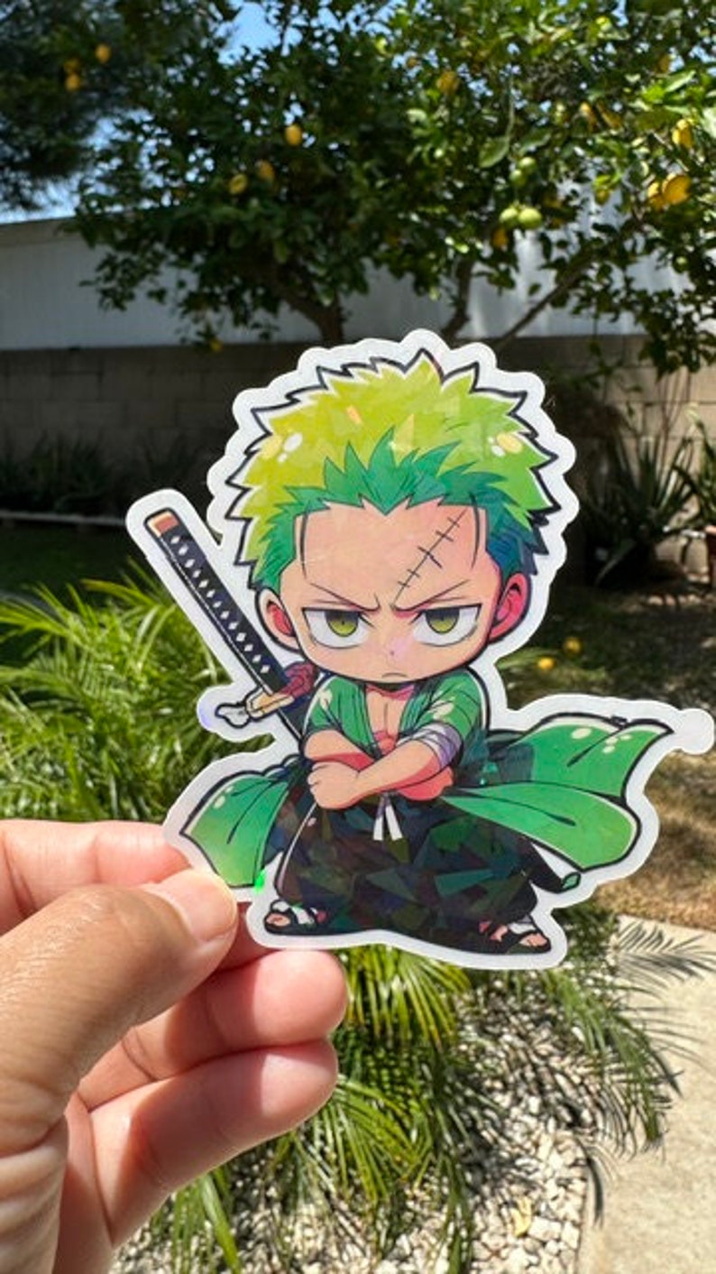 Roronoa Zoro Anime Art- One Piece Sticker Glossy/holographic Water ...
