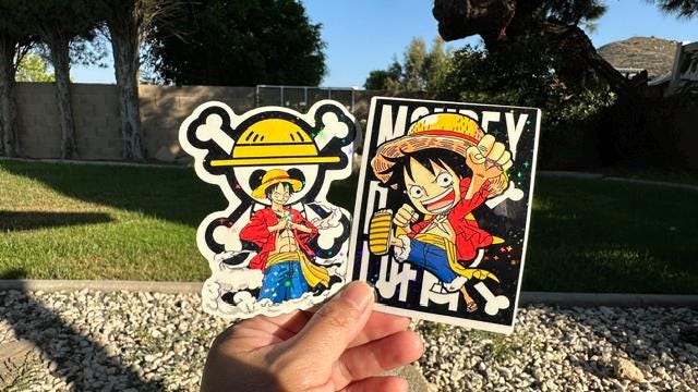 Monkey D Luffy Anime Art One Piece Sticker Glossy/holographic Water ...