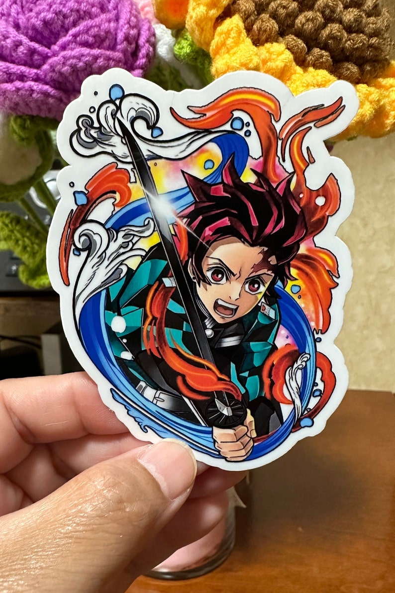 Tanjiro Anime Art-demon Slayer Sticker Glossy/holographic Water ...