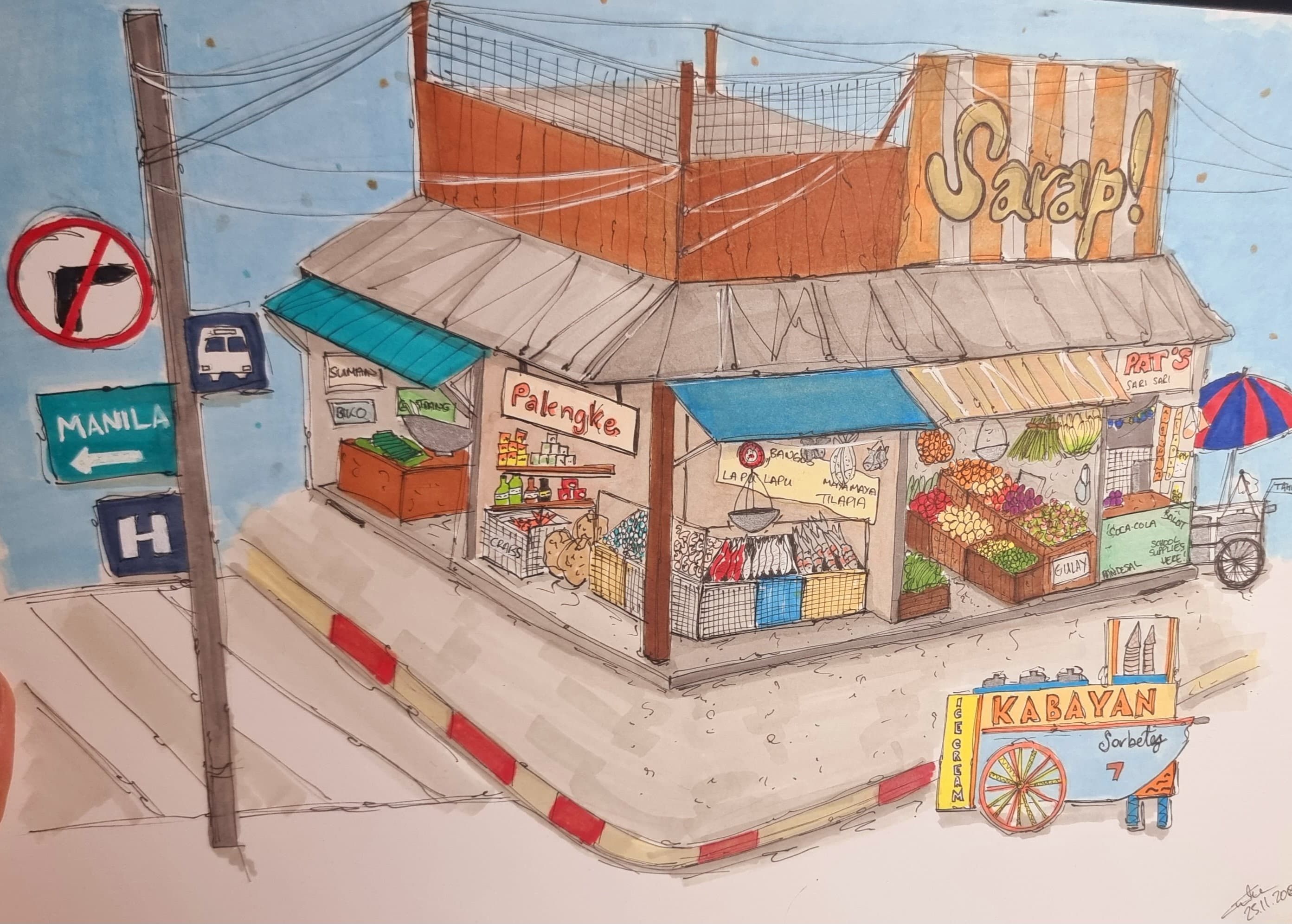 The Philippines - Filipino Shop & Market - Urban Sketches in Print - Etsy