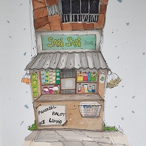 Sari Sari Filipino Shop - Urban Sketch in Print - Etsy