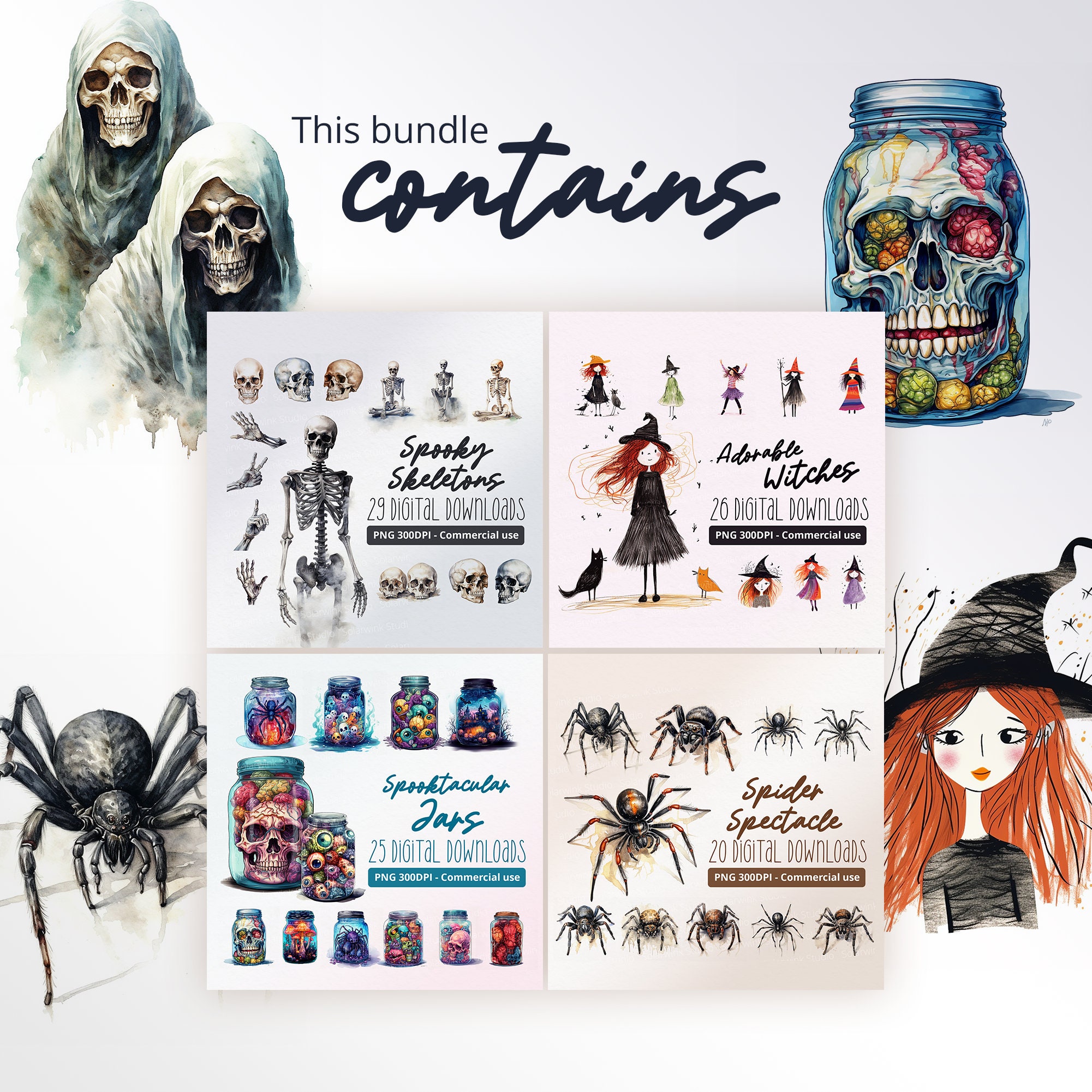 Halloween Bundle PNG Clipart Set of 300 - Commercial Use, 300dpi ...