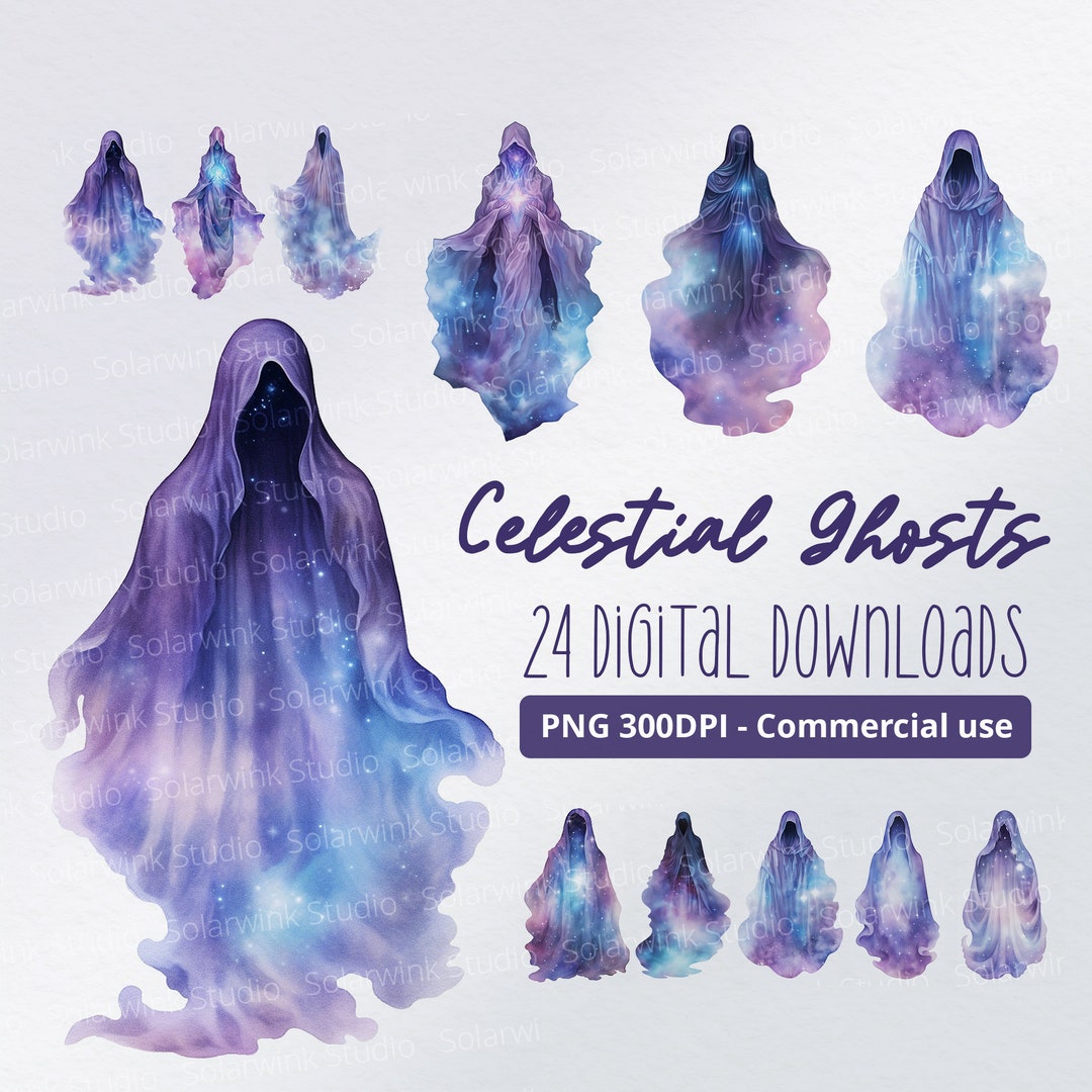 Celestial Ghosts PNG Clipart Set of 24 - Commercial Use, 300dpi ...